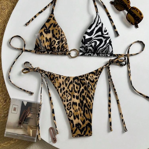 Swim | Leopard And Zebra Print Bikini Set | Poshmark